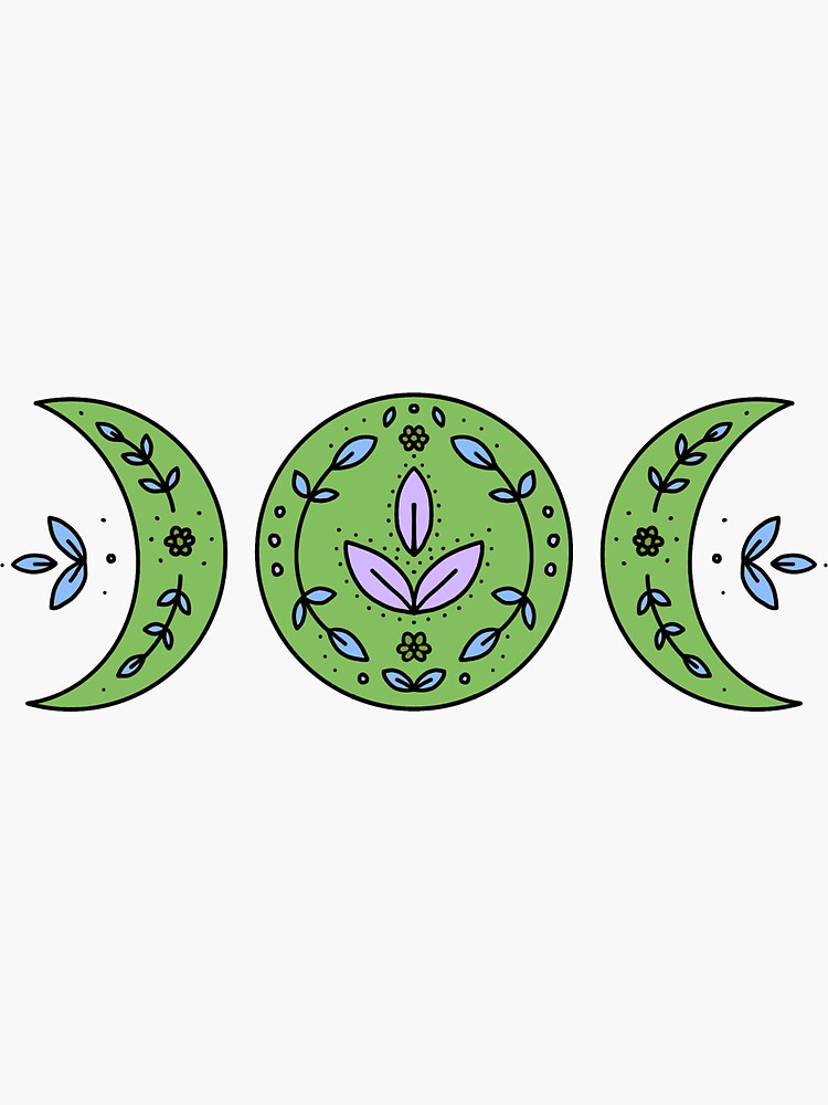 "Witchy floral triple goddess moon illustration" Sticker for Sale by ...