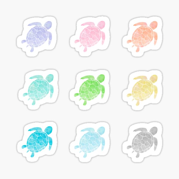 "Rainbow Sea Turtle Pack" Sticker for Sale by rianfee | Redbubble