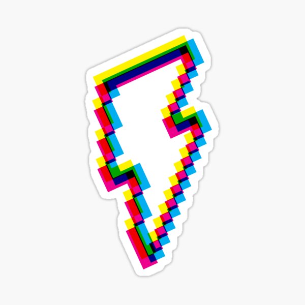 "CMYK 8-Bit Lightning 2" Sticker for Sale by animinimal | Redbubble