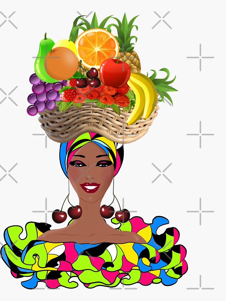 "Cuban woman with fruit hat." Sticker for Sale by bambino12345678 ...