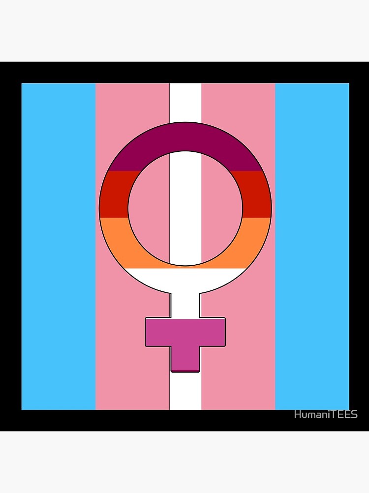 "Transbian Lesbian + Trans flag female symbol" Pin for Sale by ...