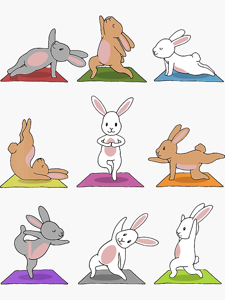 "Rabbit Yoga Gift Funny Rabbits In Yoga" Sticker for Sale by ...