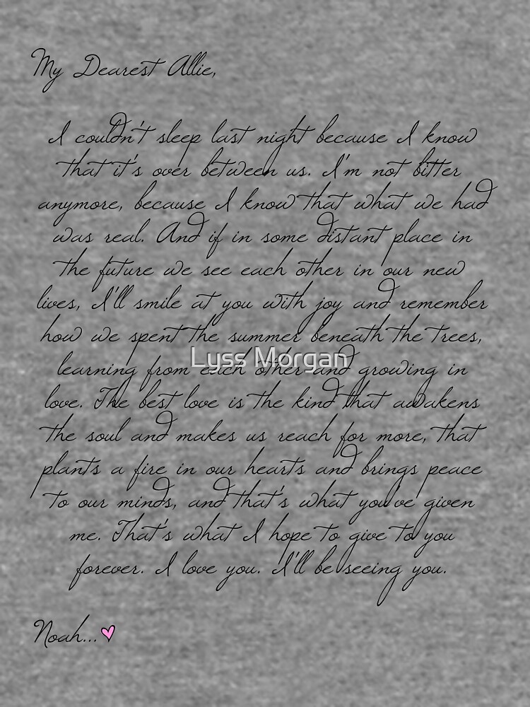 "Dear Allie - a letter from Noah" Lightweight Sweatshirt for Sale by AlyssaSbisa | Redbubble