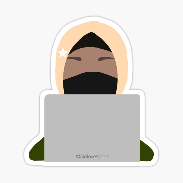 "Muslim Girl Laptop Computer with Niqab Medium Skin" Sticker for Sale ...