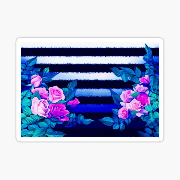 "Moonlight ~ Punk Rock Aesthetic, Pink and Blue Floral Watercolor Roses ...