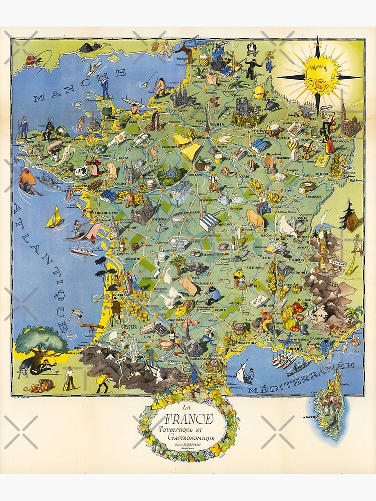 Gastronomic Map Of France Premium Matte Vertical Poster