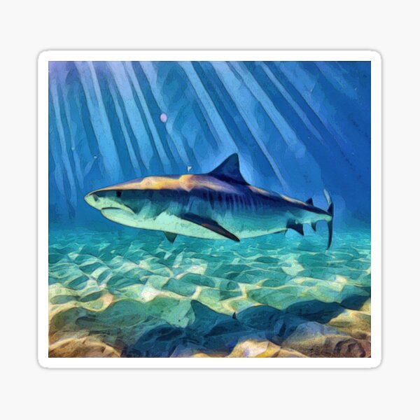 "Tiger Shark " Sticker by Heathermarie321 | Redbubble