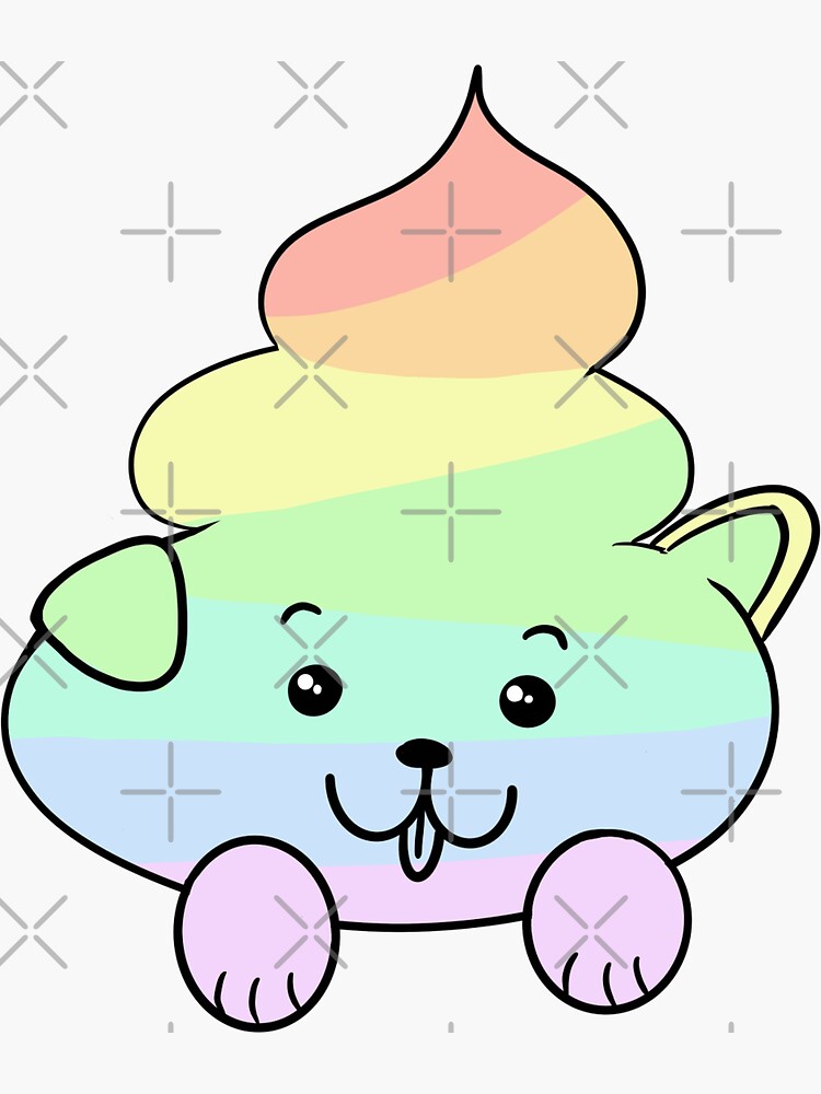"Pastel rainbow puppy poo" Sticker by CutiePockets | Redbubble