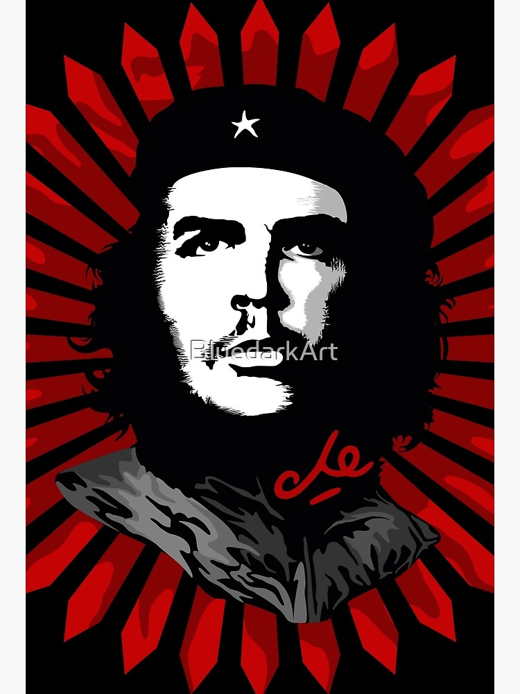 "El Che Iconic Portrait on Abstract red sun Background" Poster for Sale ...
