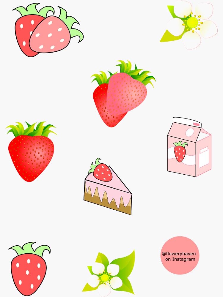"Strawberry Sticker Pack!" Sticker for Sale by floweryhaven | Redbubble