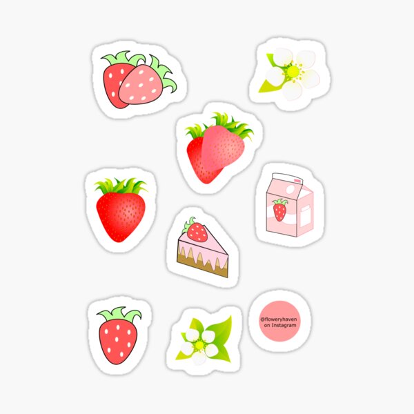 "Strawberry Sticker Pack!" Sticker for Sale by floweryhaven | Redbubble
