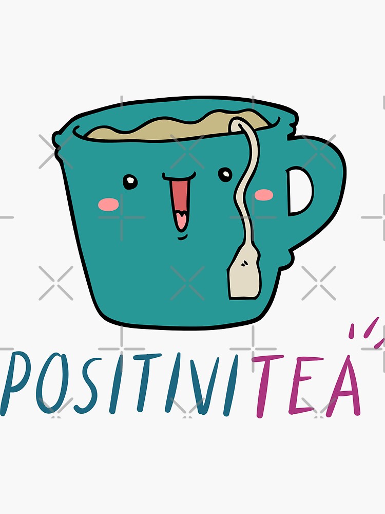 "Positivitea - Happy Tea Cup Drawing" Sticker for Sale by KarolinaPaz ...