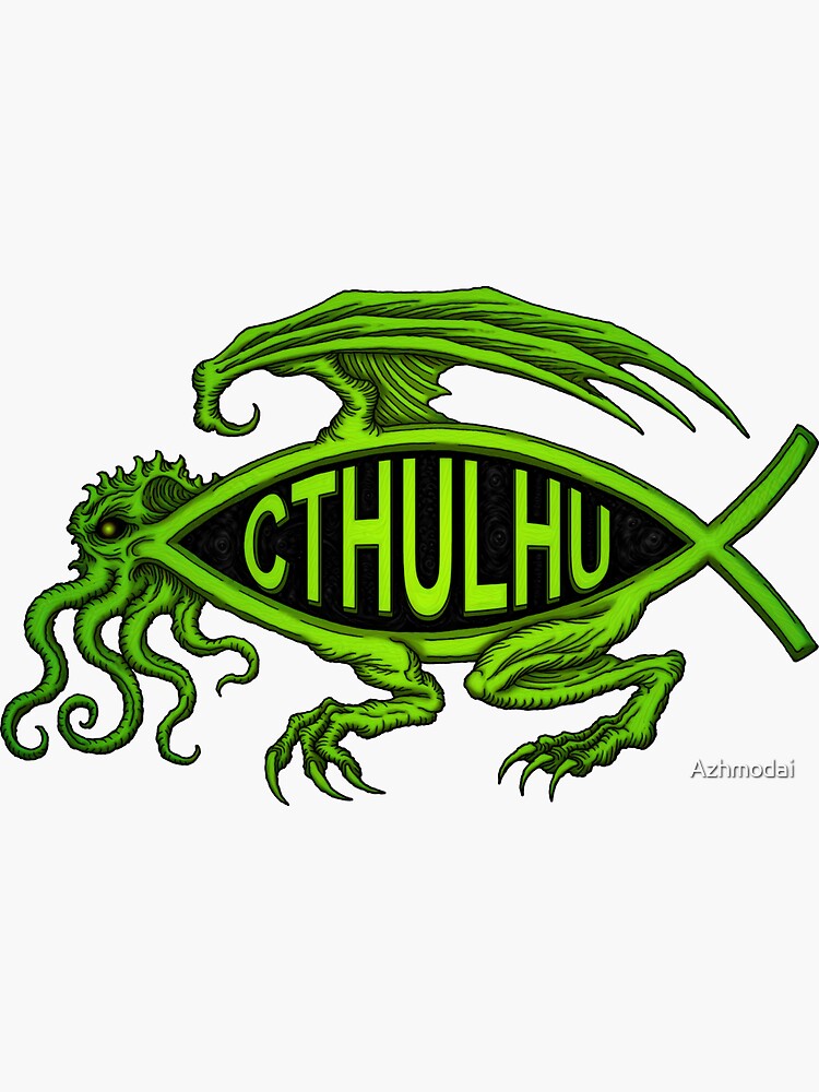 "Cthulhu Fish - Azhmodai 2020" Sticker for Sale by Azhmodai | Redbubble