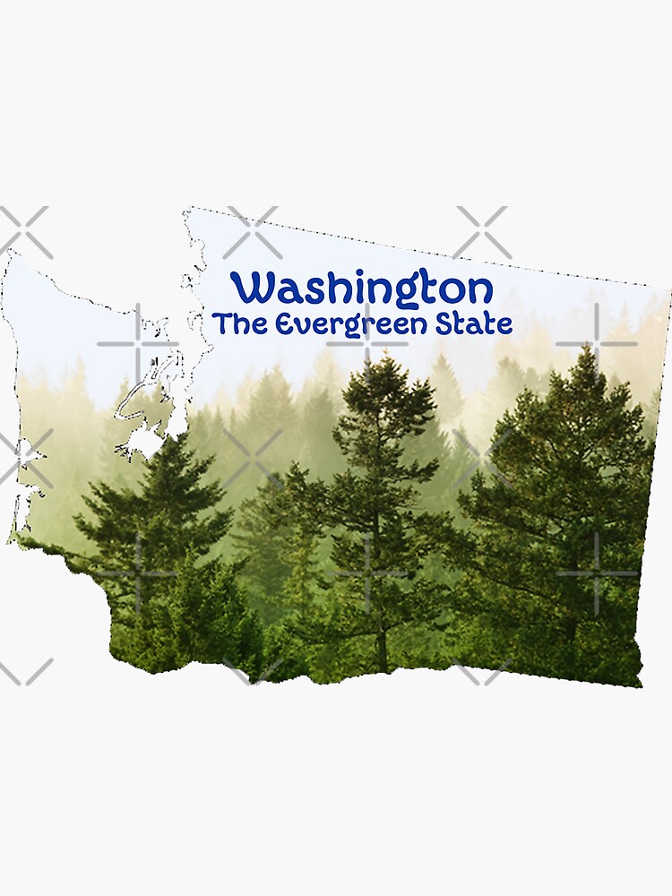 "Washington Map with State Nickname: The Evergreen State" Sticker for ...