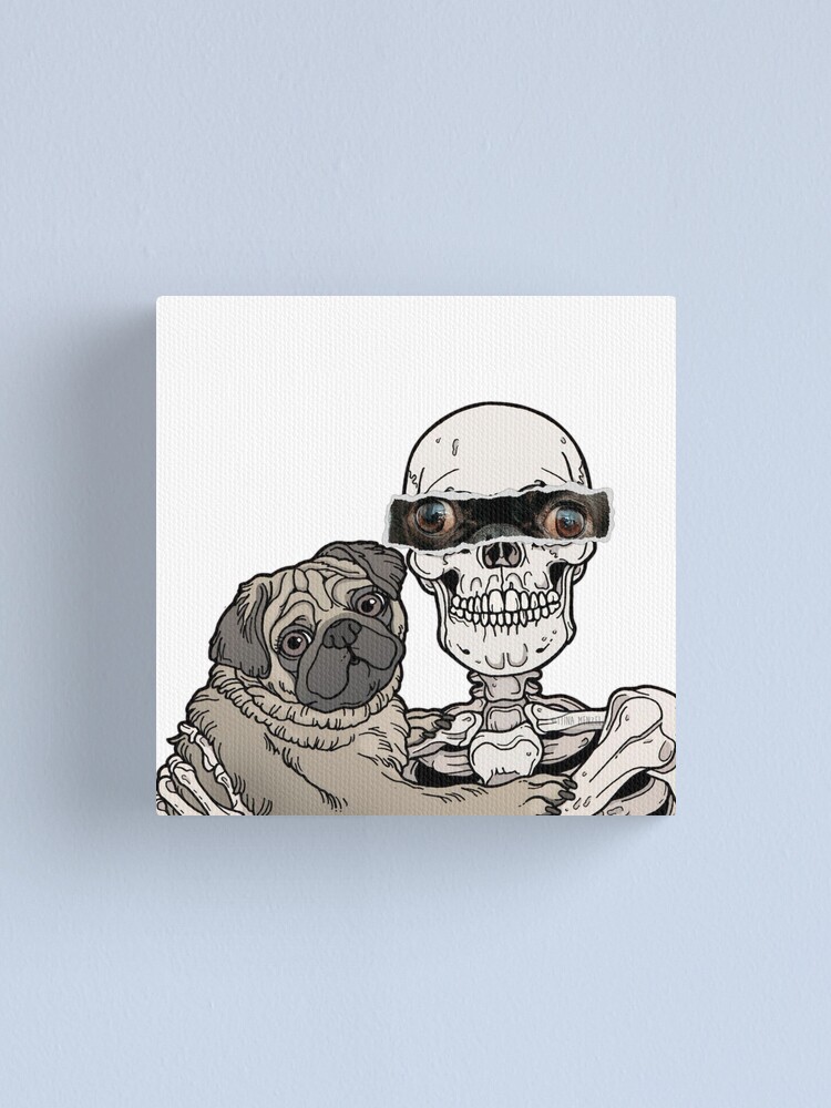"Skeleton and Pug" Canvas Print by Adara07 | Redbubble