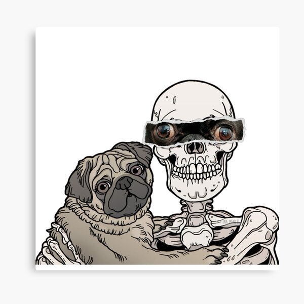 "Skeleton and Pug" Canvas Print by Adara07 | Redbubble