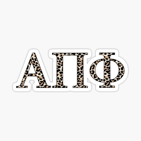 "Alpha Pi Phi- Leopard Printed Greek Letters" Sticker by Lililemon ...
