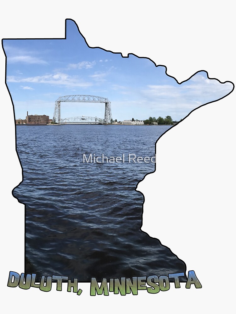 "Minnesota State Outline (Duluth and Aerial Lift Bridge)" Sticker by ...