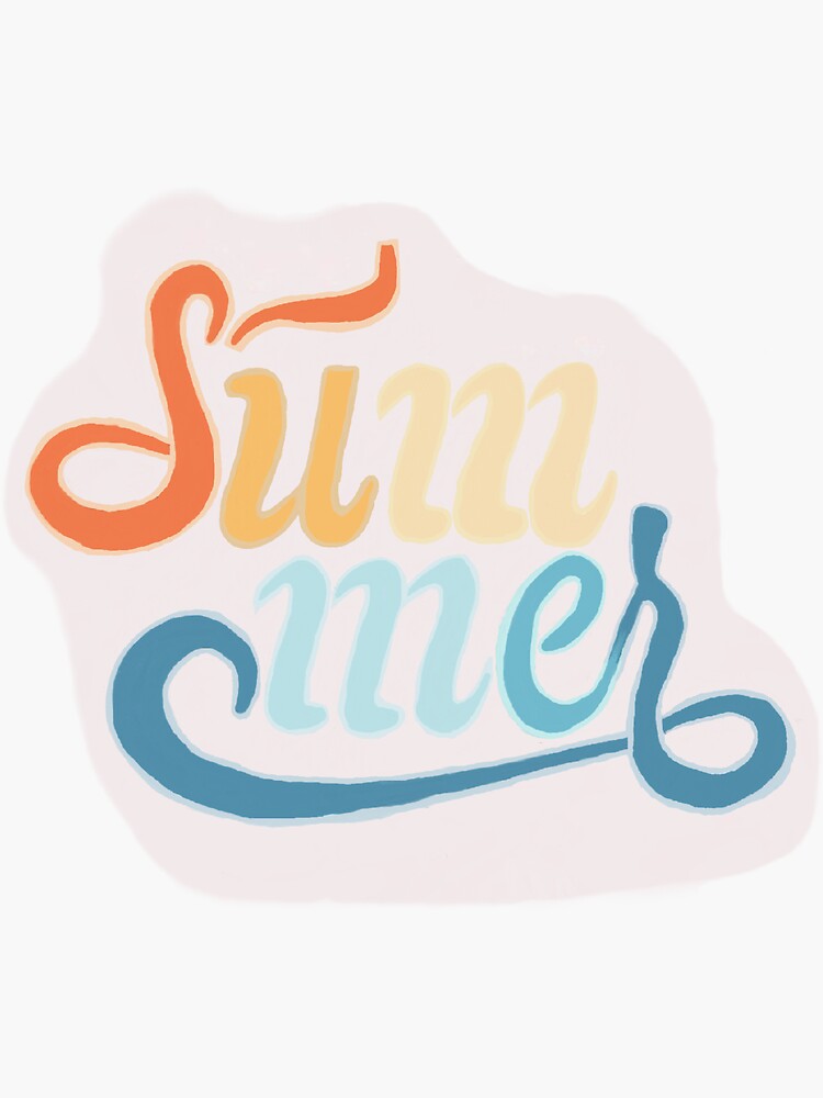 "Pastel 'Summer' written in Cursive" Sticker by twidder14 | Redbubble