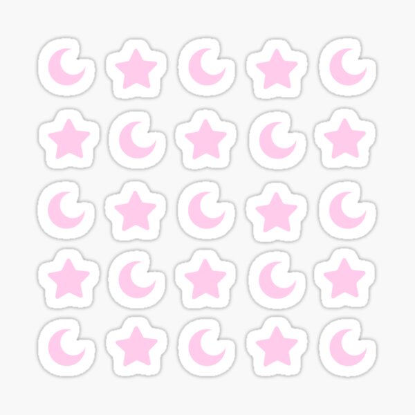 "Pink stars and moon " Sticker by OkihanaShop | Redbubble