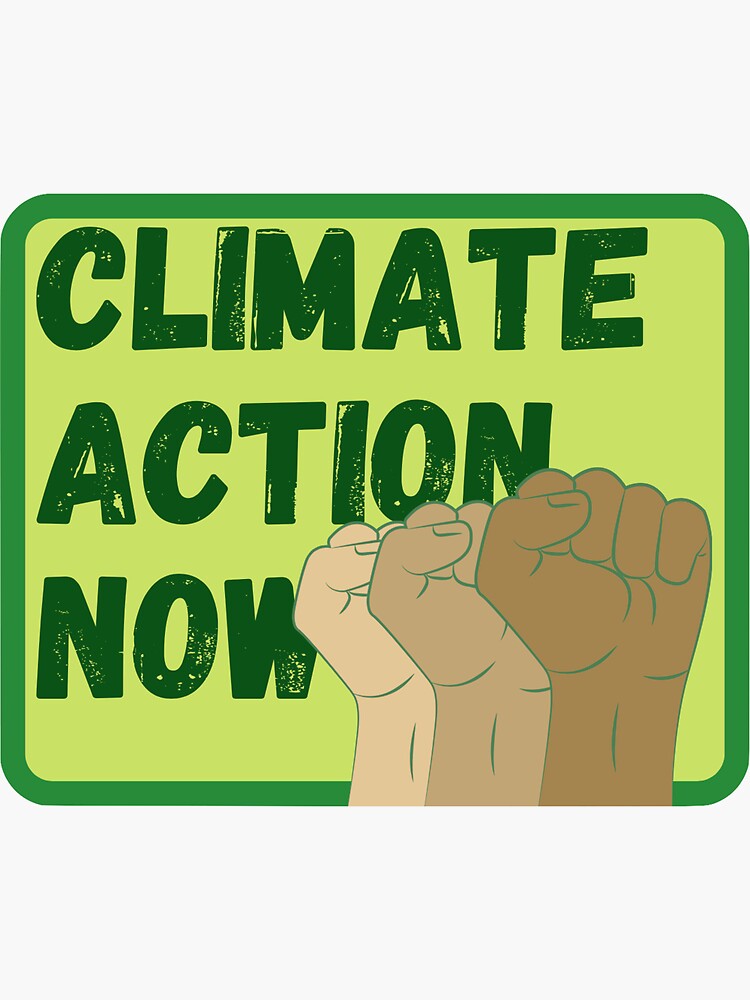 "CLIMATE ACTION NOW " Sticker by y4hli | Redbubble