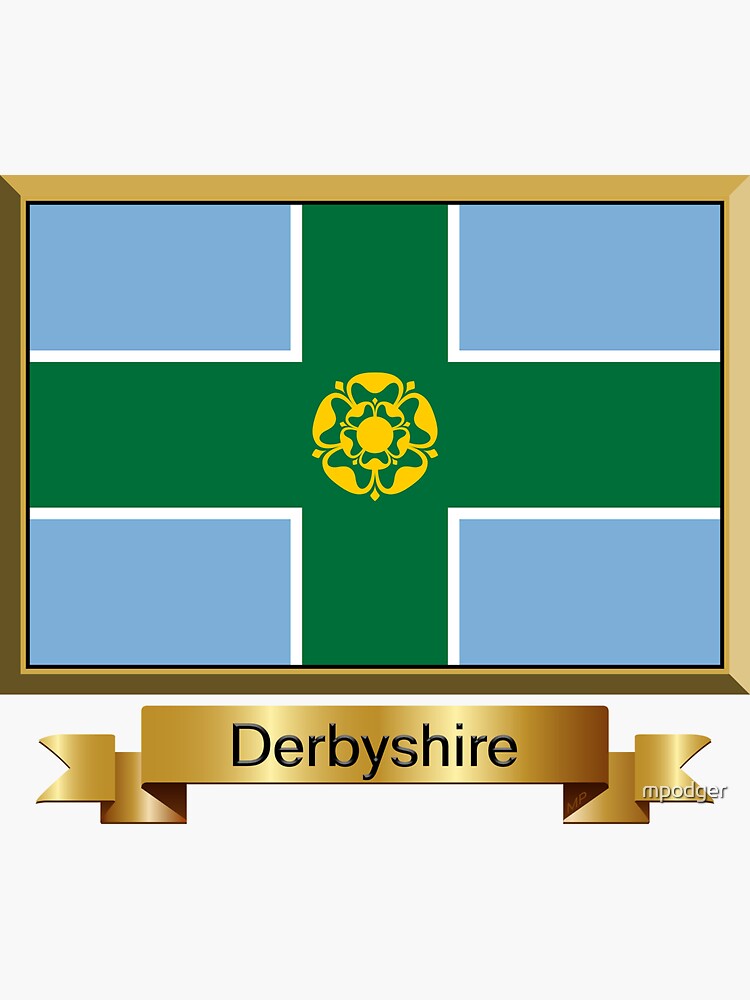 "Derbyshire Flag Gifts, Stickers and Products - Named" Sticker for Sale ...