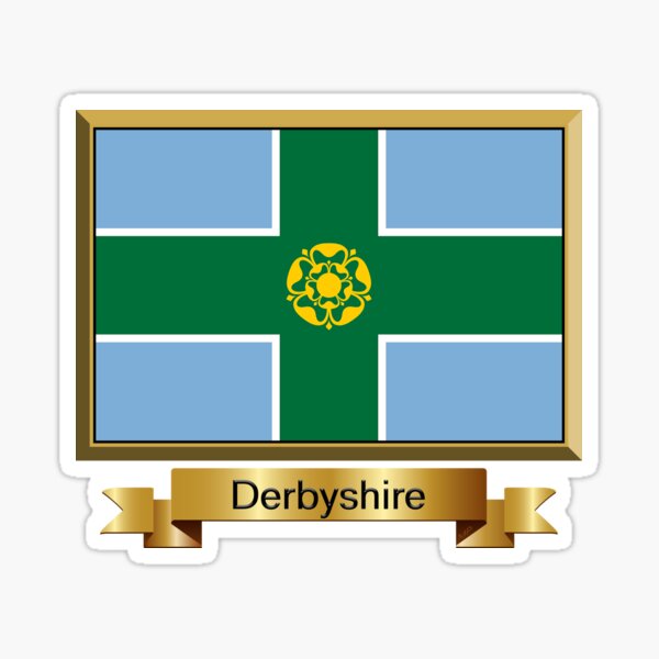 "Derbyshire Flag Gifts, Stickers and Products - Named" Sticker for Sale ...