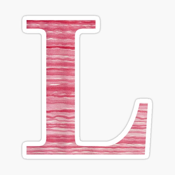 "Letter L Red Watercolor Stripes Initial Monogram" Sticker by ...