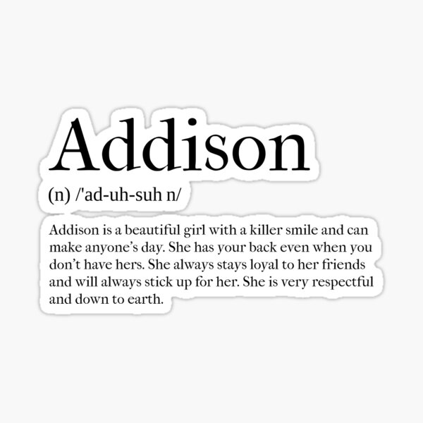 "Addison Definition" Sticker for Sale by tastifydesigns | Redbubble