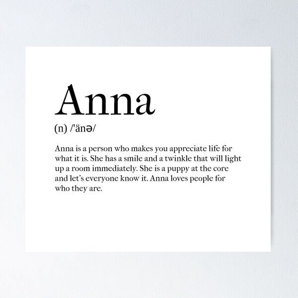 "Anna Definition" Poster for Sale by tastifydesigns | Redbubble