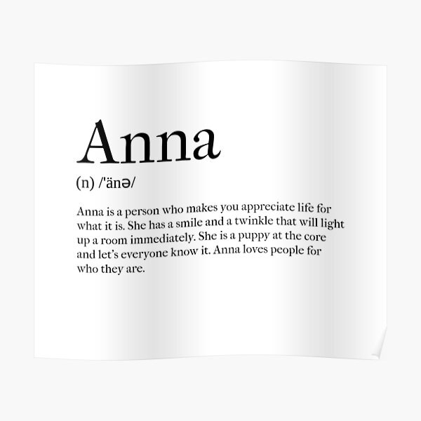 "Anna Definition" Poster for Sale by tastifydesigns | Redbubble