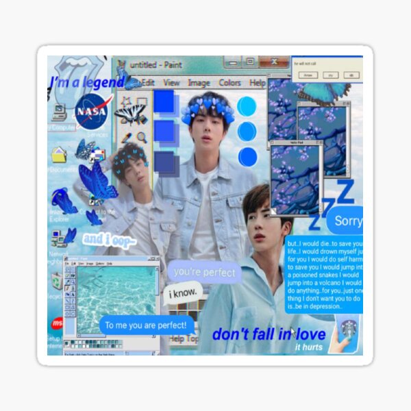 "JIN Aesthetic " Sticker for Sale by alovkth | Redbubble