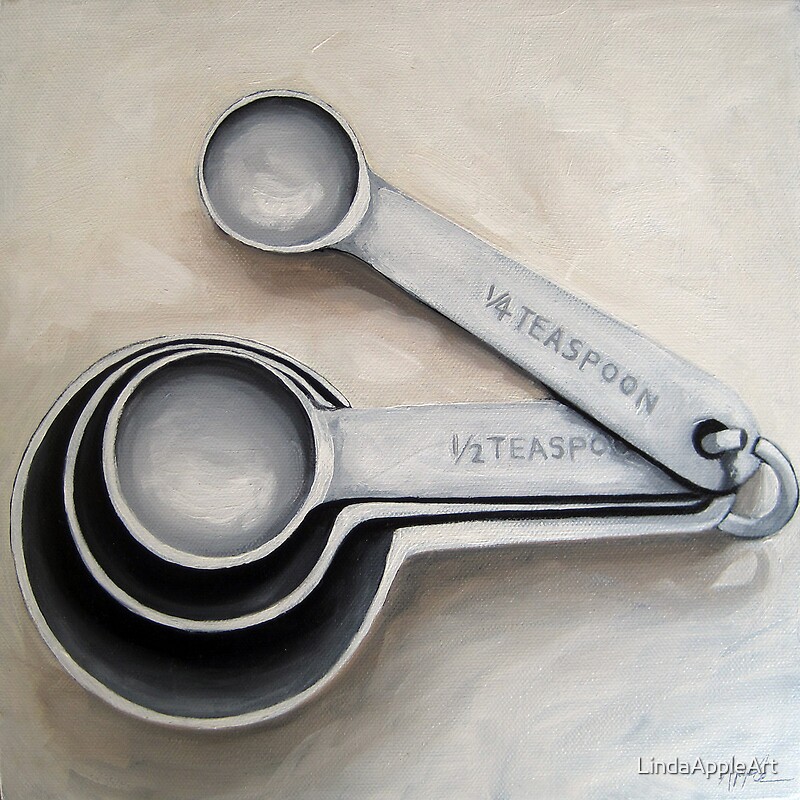 "Vintage Measuring Spoons - kitchen art oil painting" by LindaAppleArt ...