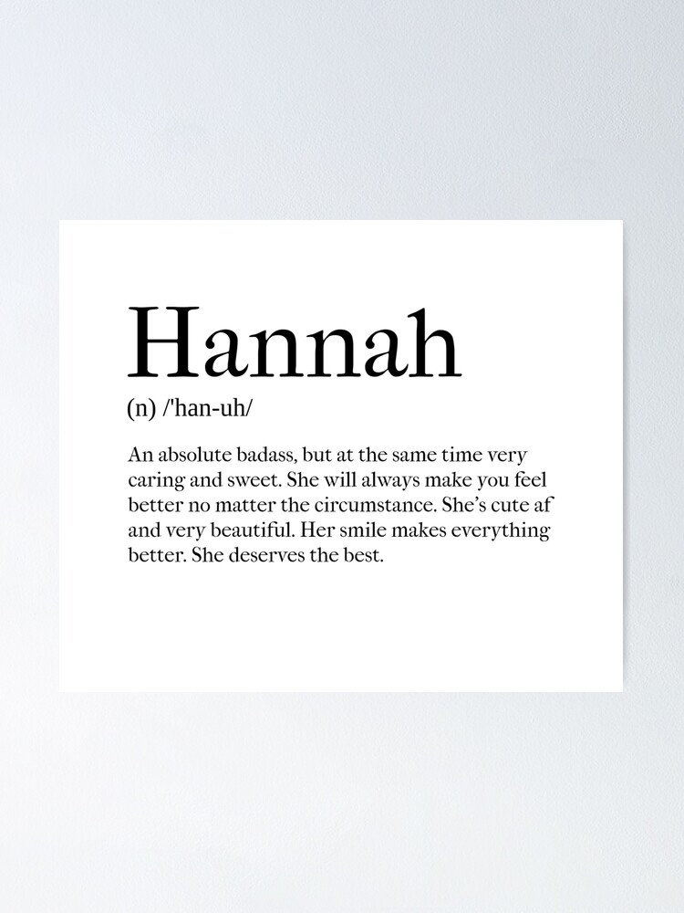 "Hannah Definition" Poster for Sale by tastifydesigns | Redbubble