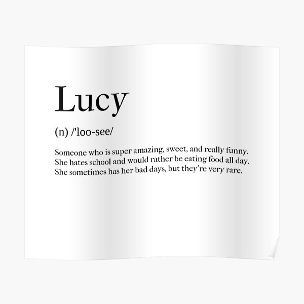 "Lucy Definition" Poster for Sale by tastifydesigns | Redbubble