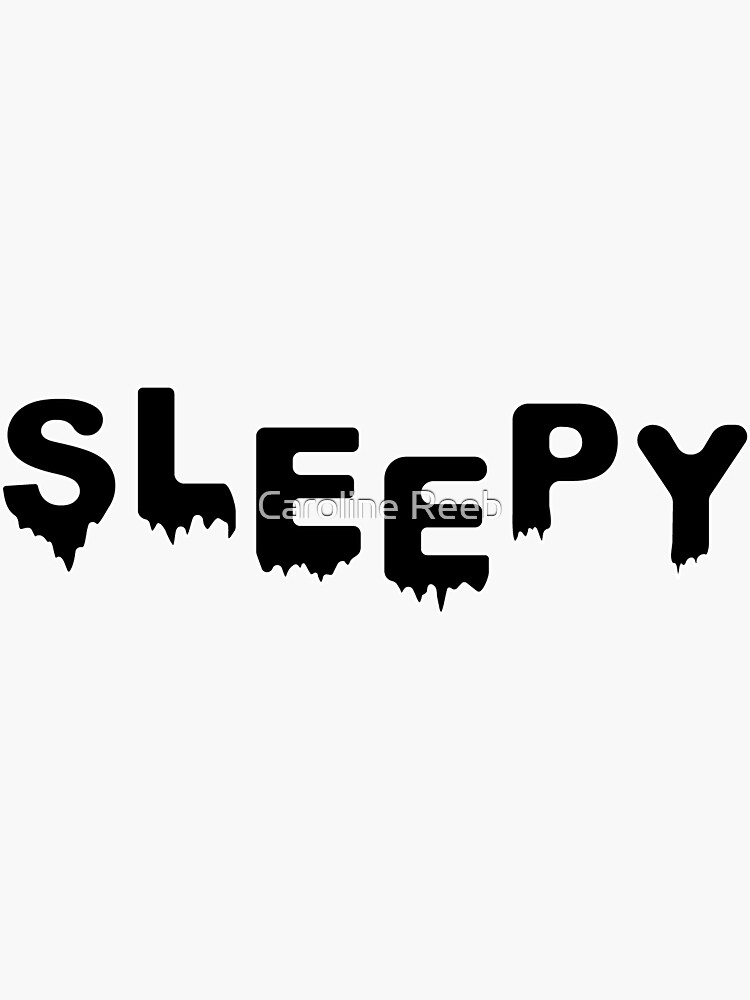 "Sleepy Black w/ White Border" Sticker by Bounce1997 | Redbubble
