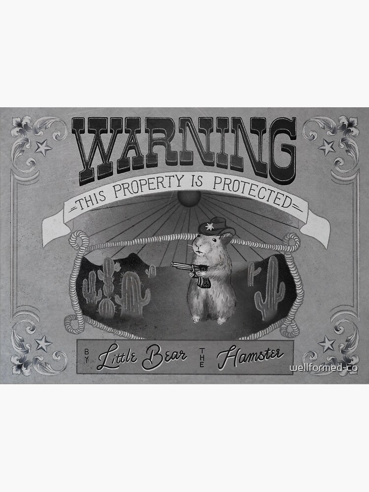 "Western Vintage Cute Bear Hamster Pet Warning Sign Art(Black)" Sticker ...
