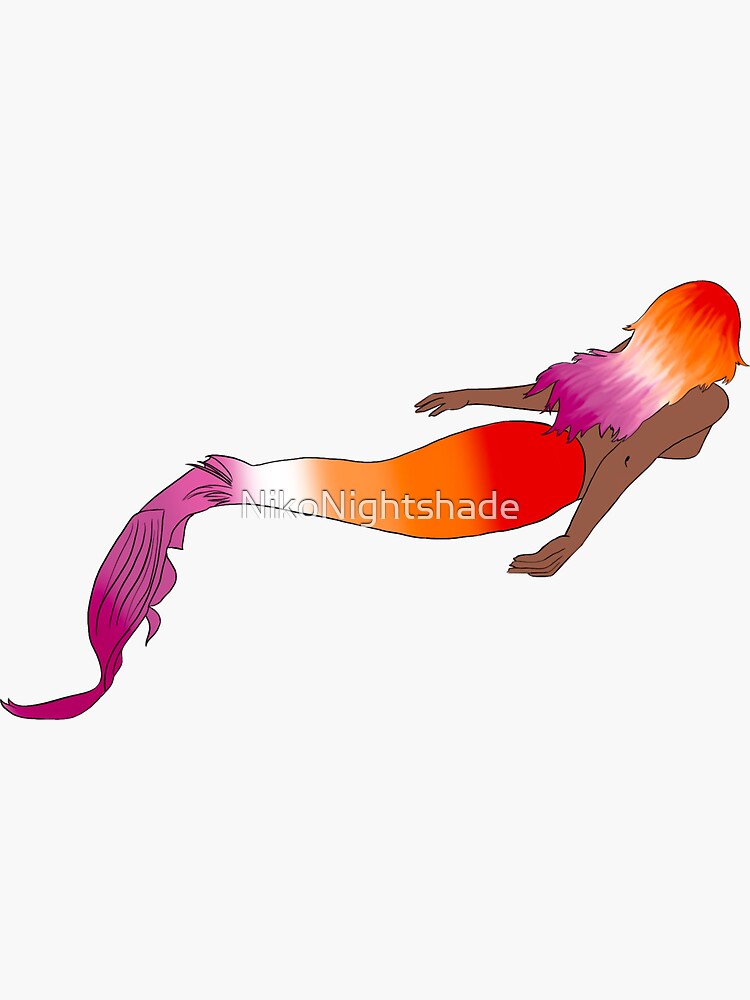 "Lesbian Pride Mermaid" Sticker for Sale by NikoNightshade | Redbubble