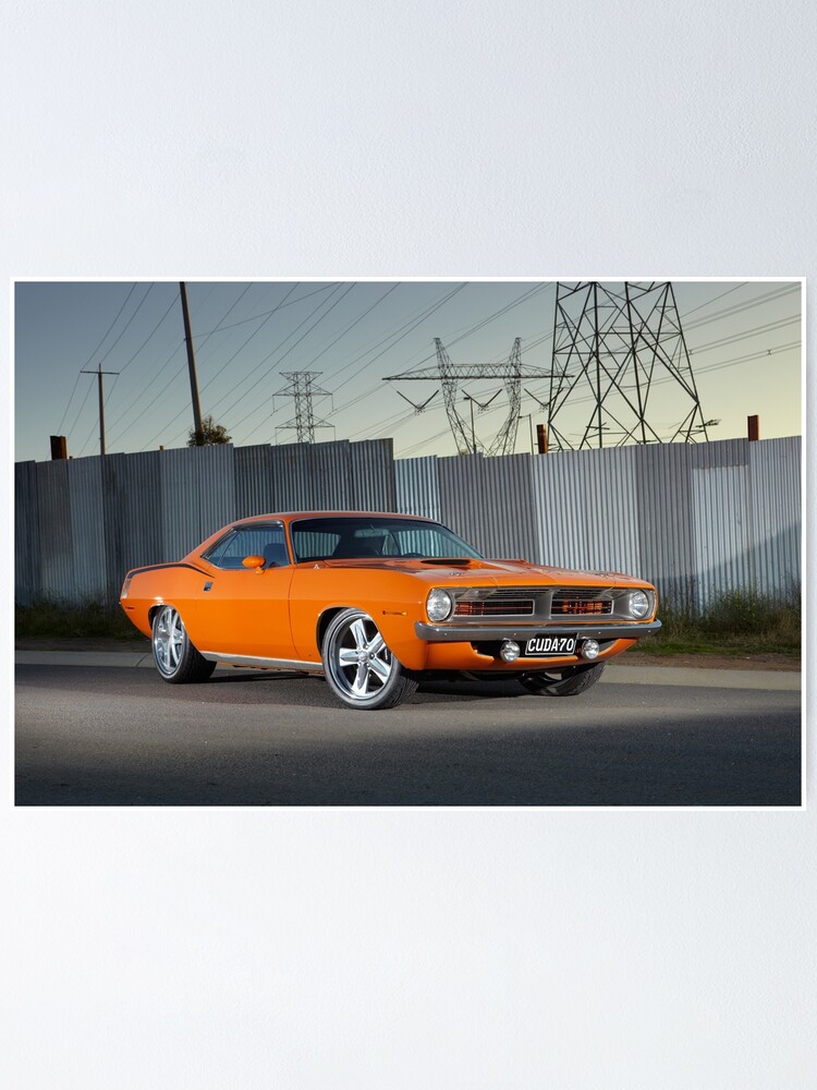 "Orange 1970 Plymouth Barracuda" Poster by jjphoto | Redbubble