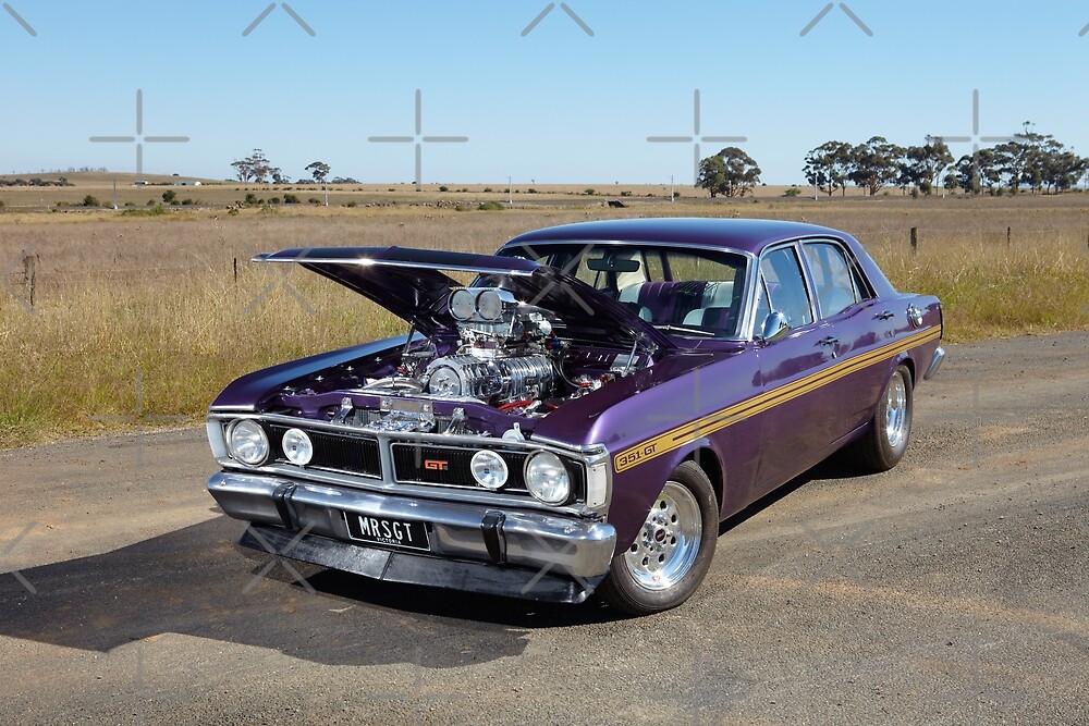 "Supercharged 1970 Wild Violet Ford Falcon XY" by John Jovic | Redbubble
