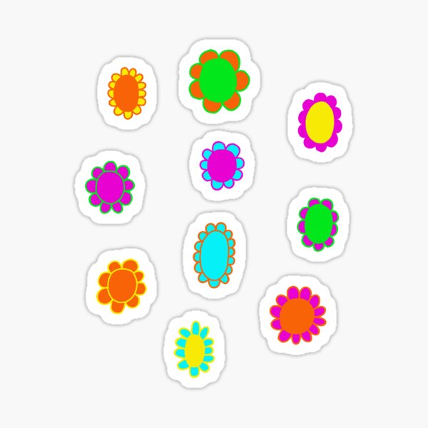 "cute funky flowers " Sticker by michelleahuang | Redbubble
