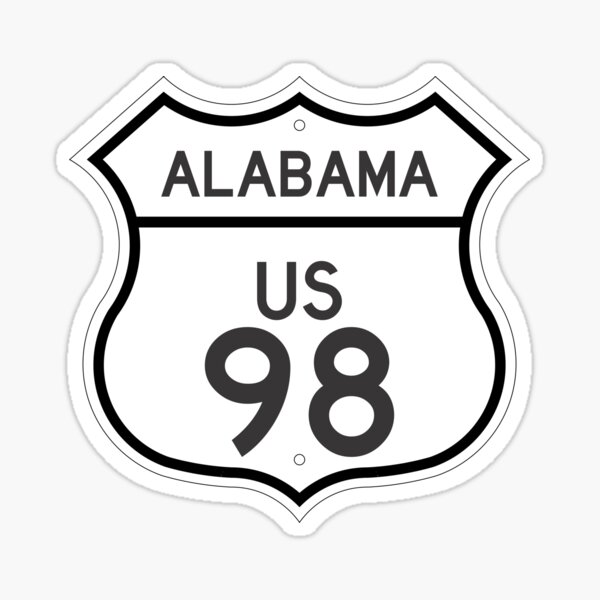 "Alabama Highway 98 " Sticker by Kiwidom | Redbubble