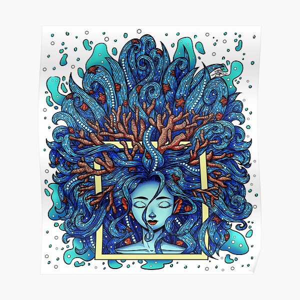 "Ocean Wave Personification Illustration" Poster for Sale by ZaryaKiqo ...