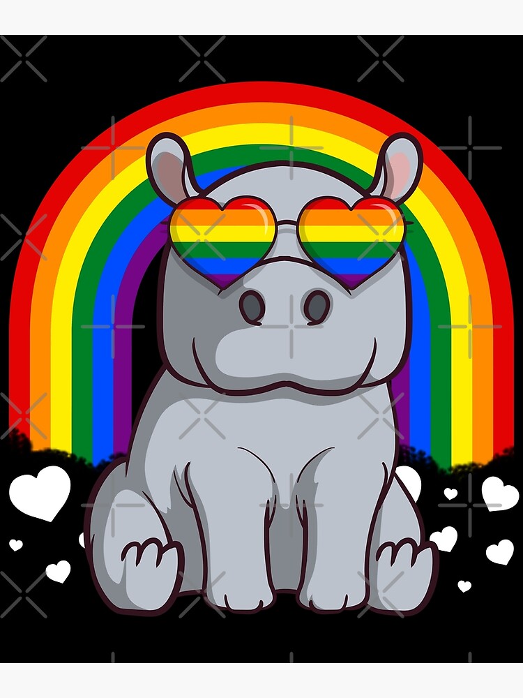 "Gay Pride Rainbow LGBT Cute Hippopotamus" Photographic Print for Sale ...