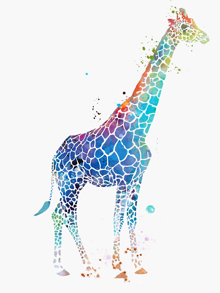 "Blue Giraffe" Sticker by MonnPrint | Redbubble