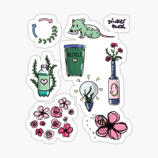 "Recycle pack – original colour scheme" Sticker by BrieSketches | Redbubble