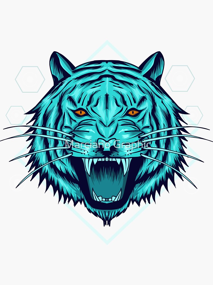 "Blue Sumatran Tiger" Sticker for Sale by Marciano Graphic | Redbubble
