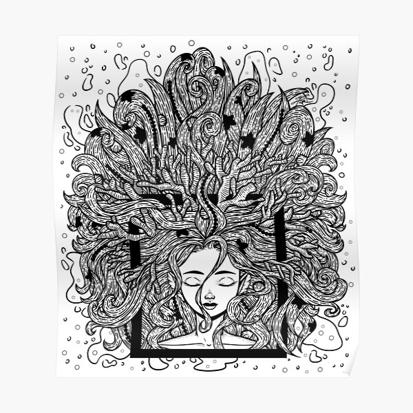 "Ocean Wave Personification Illustration" Poster by ZaryaKiqo | Redbubble