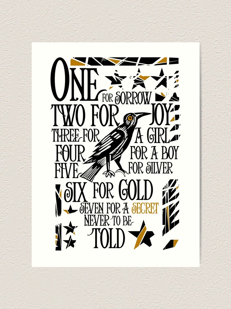 "One for Sorrow, Two forJoy: Nursery Rhyme" Art Print for Sale by ...