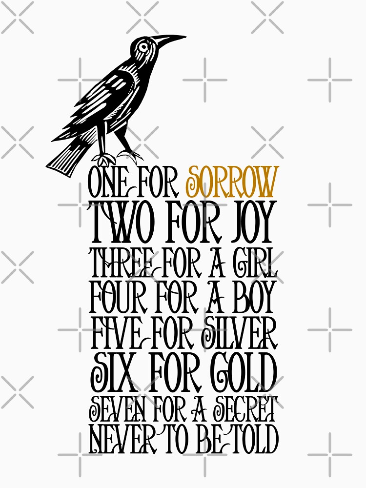 "One For Sorrow: Counting Crows Rhyme" T-shirt for Sale by WhatOdds ...